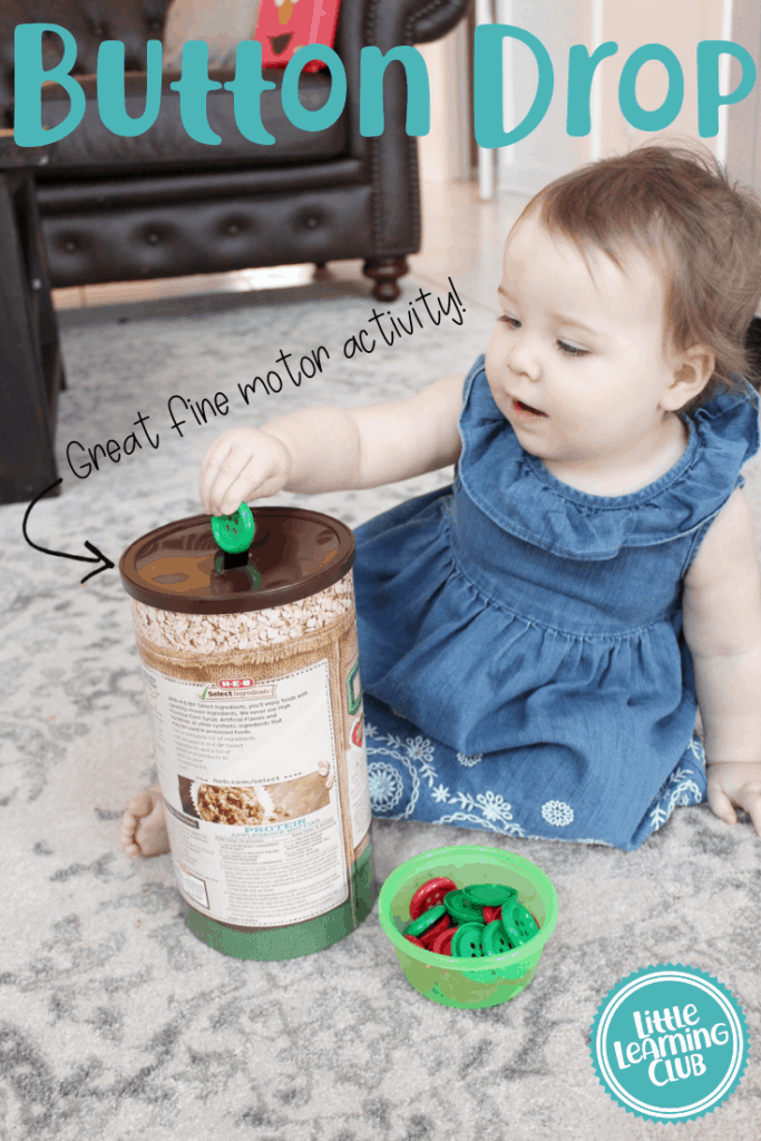 Button Drop- A Fine Motor Activity for Babies - Little Learning Club