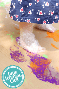 Bubble Wrap Feet Painting - Little Learning Club