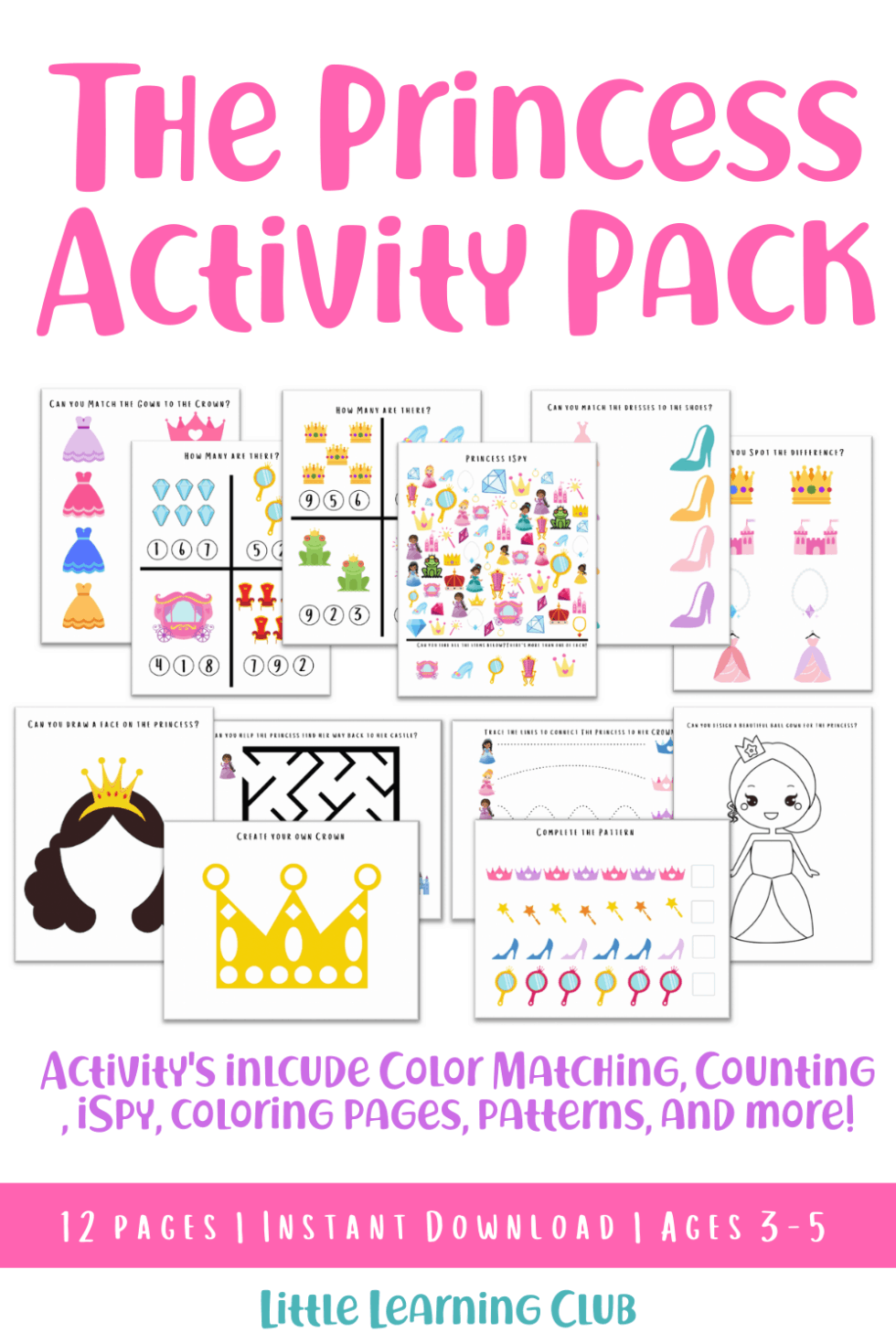The Princess Activity Pack- Educational Printables for Ages 3-5 ...