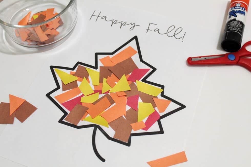 Scrap Paper Fall Leaf (Free Printable) - Little Learning Club